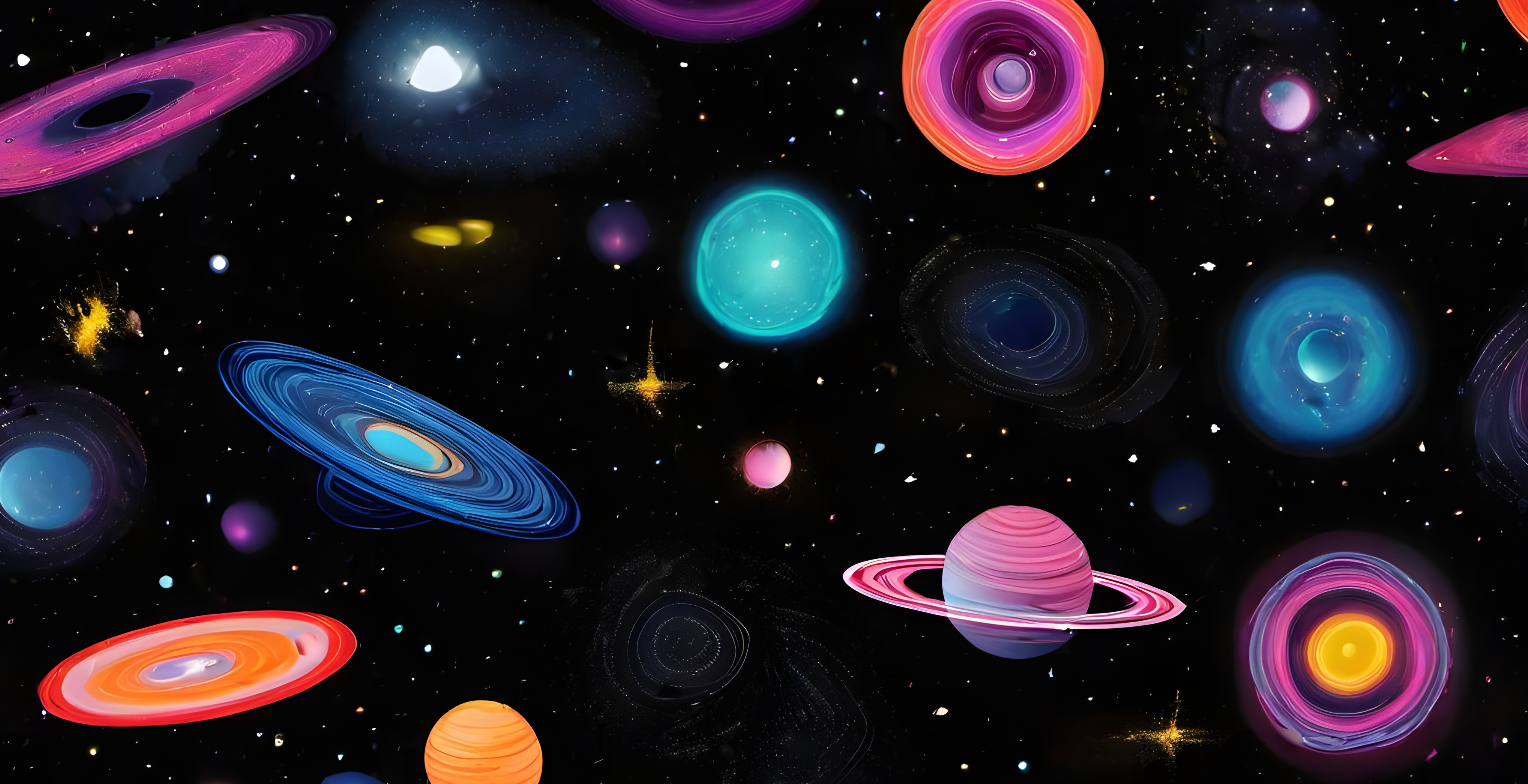 mixture of masterpiece artworks with cosmo theme | Foundation